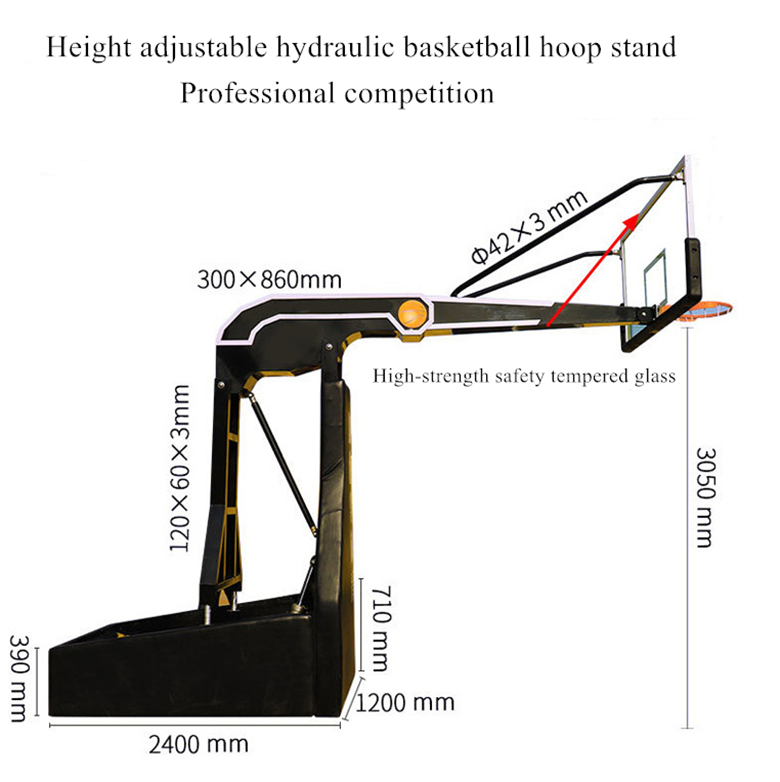 Indoor Portable Height Adjustable Movable Basketball Hoop Stand fiba ...