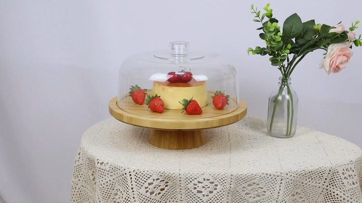 Bamboo Cake Stand Holder Serving Platter Snack Tray Cupcake Display ...