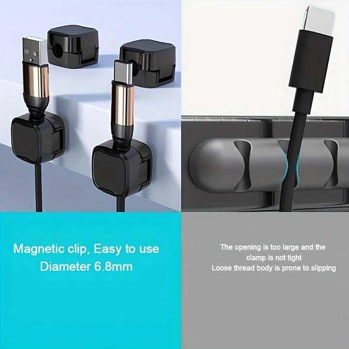 Magnetic USB Cable Organizer Holder Hide Phone Charging Cable Keeper ...