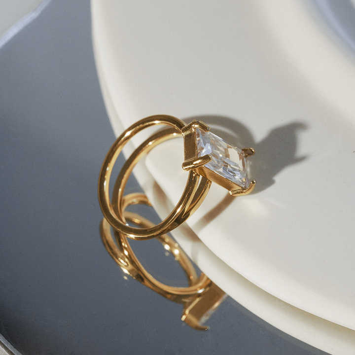 Luxury 18k PVD Gold Plated Stainless Steel Bling Cubic Zirconia Ring ...