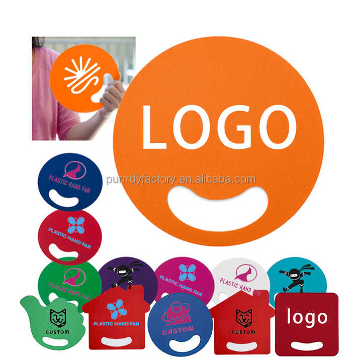 Custom Logo Printed Round Square Shape PP Plastic Hand Fans