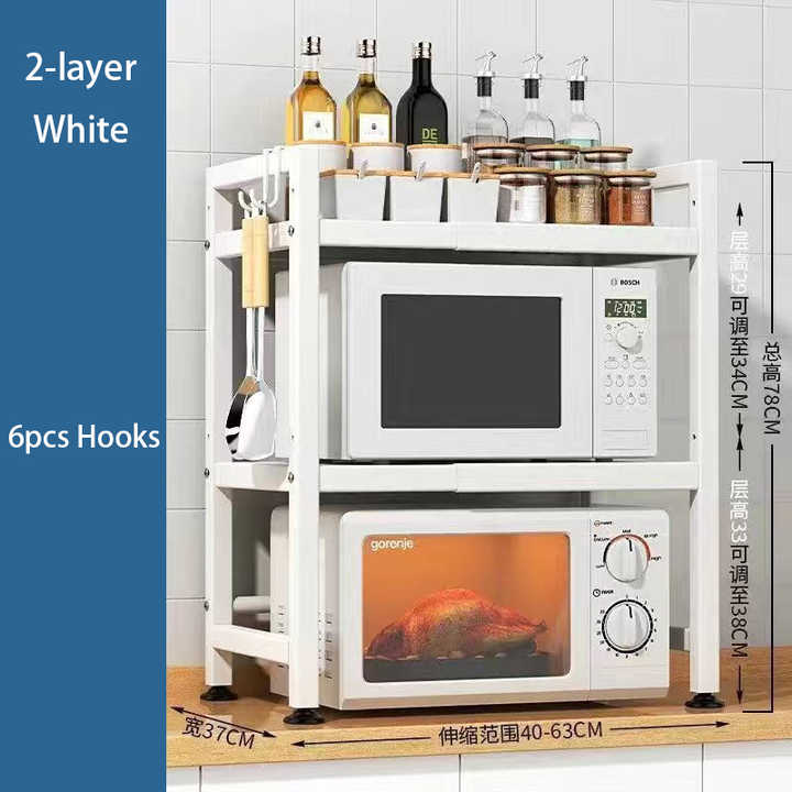 Microwave Oven Storage Rack Multi Functional Retractable Storage Rack ...