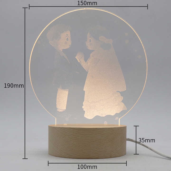 Popular Design 3D Led Lamp Wooden Night Light Base Acrylic Mood Light ...