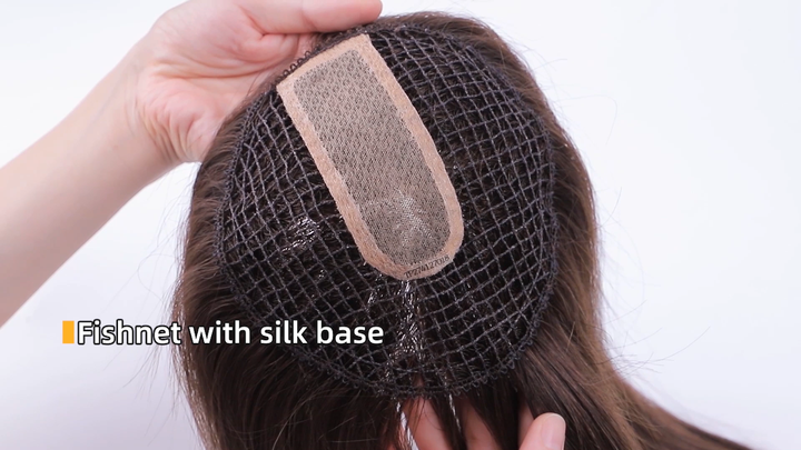 Ladies 16 Inches Fishnet Topper Virgin Hair Silk Top Human Hair Topper ...