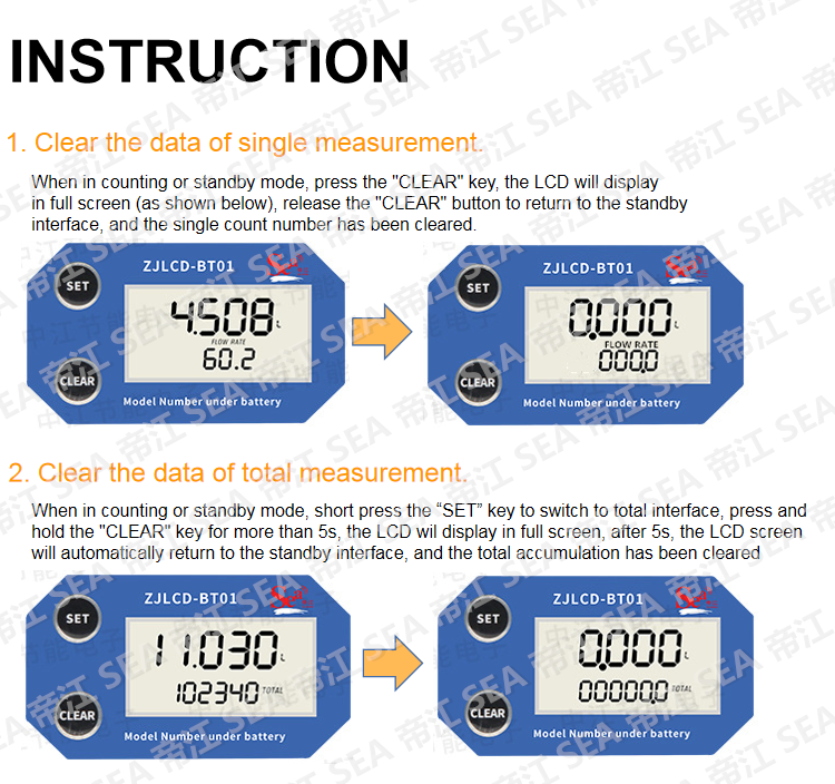 Zjlcd-bt01 Dn32 Electronic Flow Meter + Battery Power Lcd Display For ...