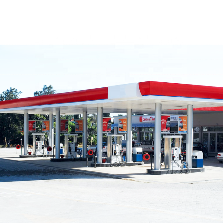 prefabricated steel building filling station curved roofing truss ...