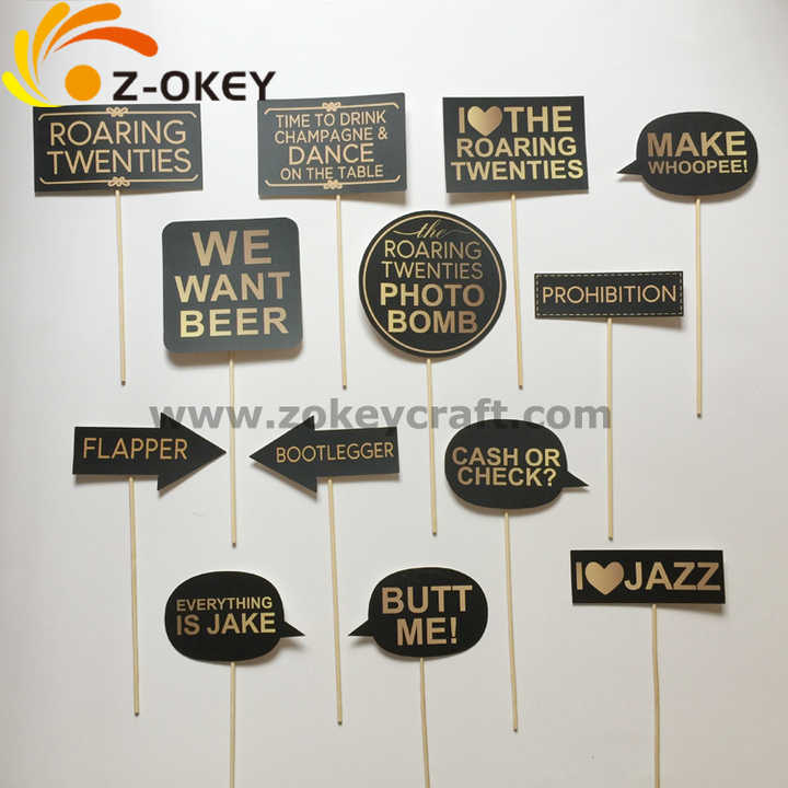 Birthday Party Photo Booth Props - 31 Black & Gold Signs