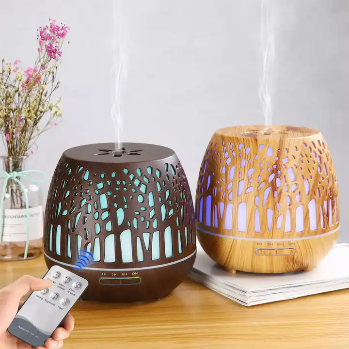 400ml Classic Wood Grain Home Ultrasonic Essential Oil Diffuser Remote ...