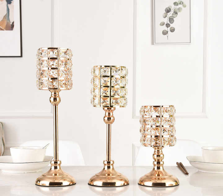 Crystal Gold Metal Table Centerpiece for Wedding Decor