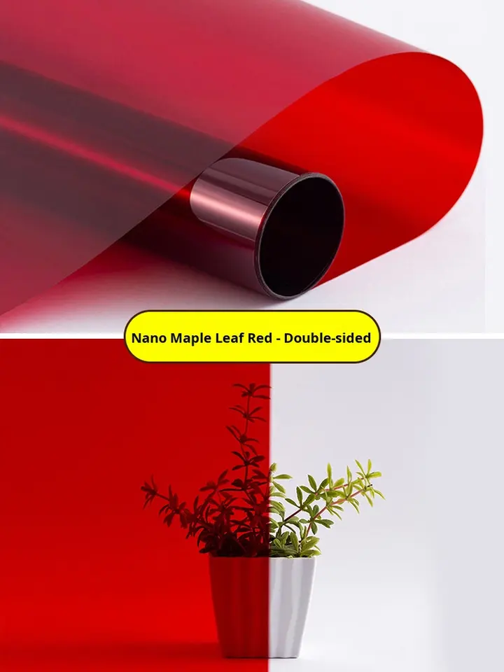 Red Glass Curtain Wall Color Changing Decorative Film Window Sticker ...