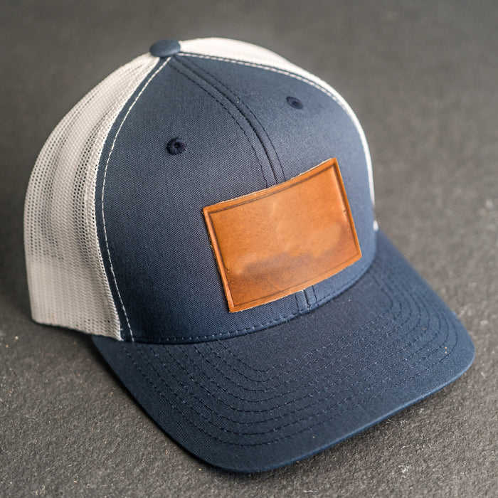 Custom Waterproof Fabric Trucker Hats With Leather Patch High Quality ...