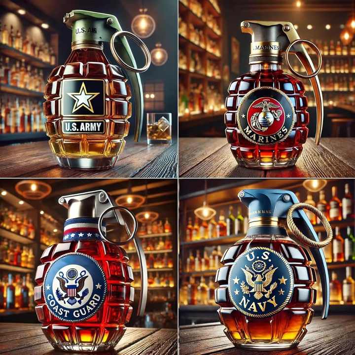 2025 New Design Military Style Whiskey Decanter with Grenade Glasses
