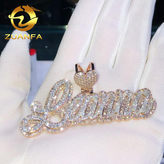 Custom Iced out Letter pendant 18k Gold Plated Initial Letter Pendant ...