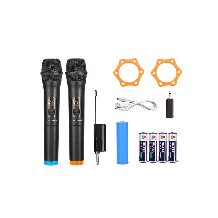 Universal Uhf Wireless Microphone Automatic Frequency Modulation Dual Channel Plastic Handheld ...