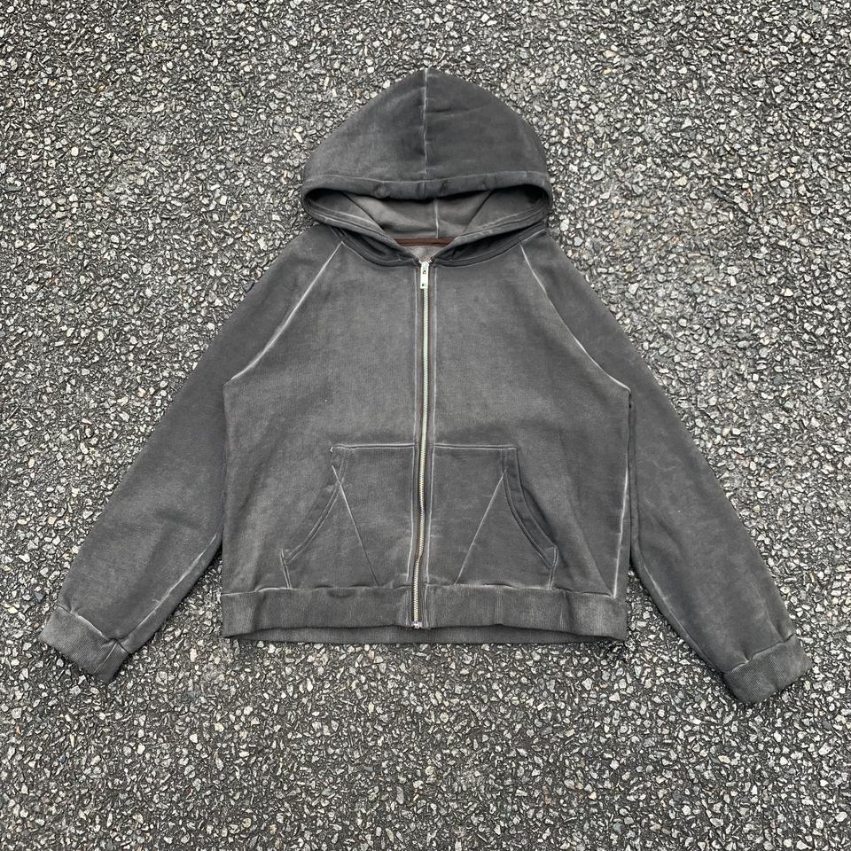 Unisex Custom 450g Heavyweight Acid Wash Zip-up Distressed Hoodie ...