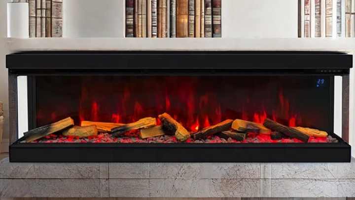 Modern 3-Sided Electric Fireplace - Realistic Flame & Heat