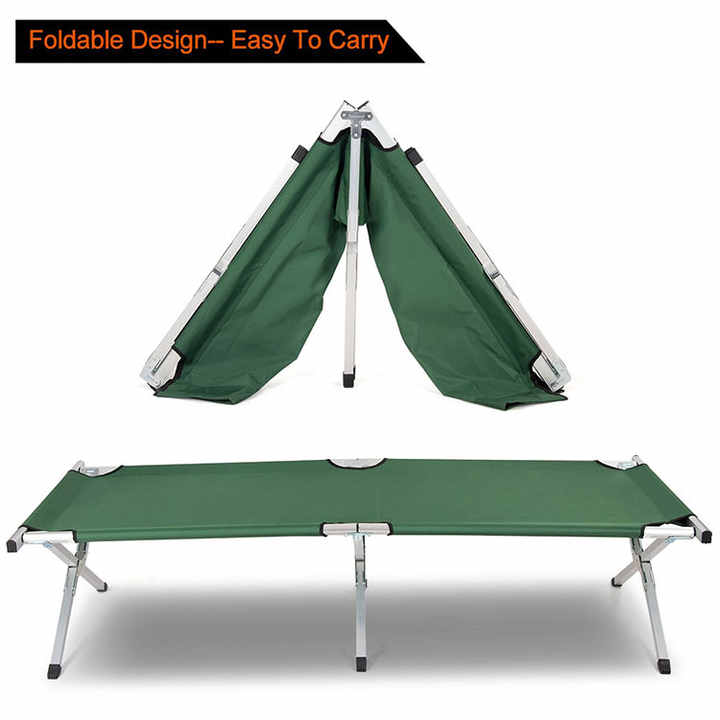 Folding Metal Bunk Cot - Portable Camping Bed with Steel Frame