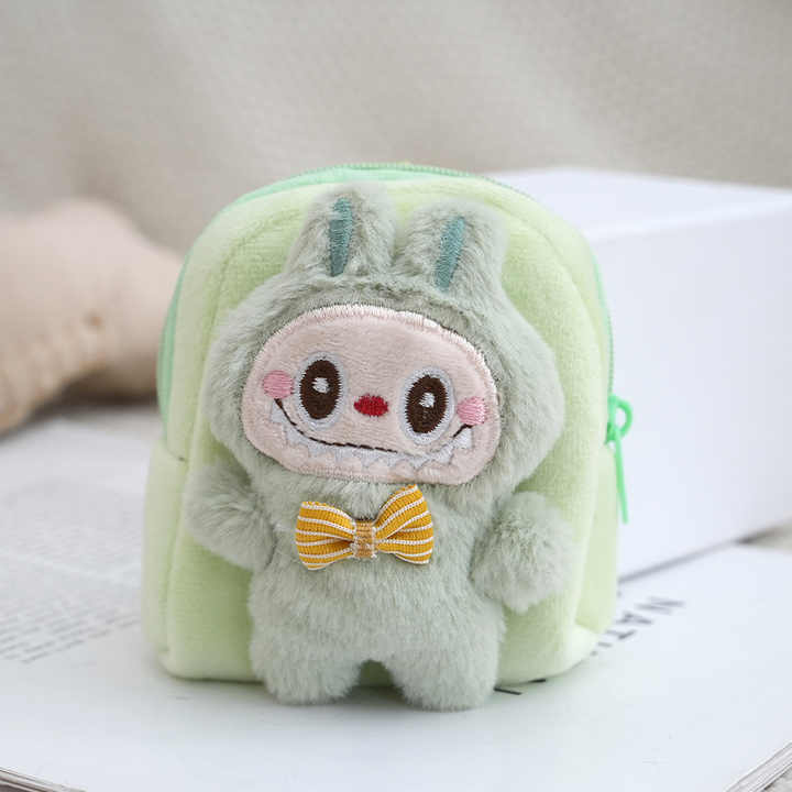 Cartoon Labubu Coin Purse Plush Toy Small School Backpack Pendant ...
