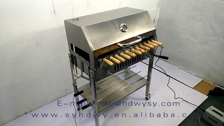 Cyprus with a Lid Stainless Steel Outdoor Charcoal BBQ Rotisserie Spit