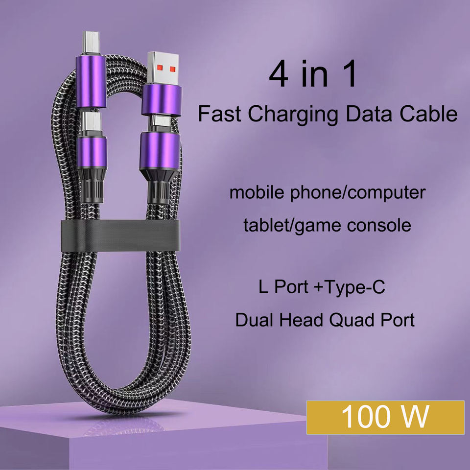 4 in 1 Multi USB Charging Cable Braided 240W 100W 5A Fast Charging ...