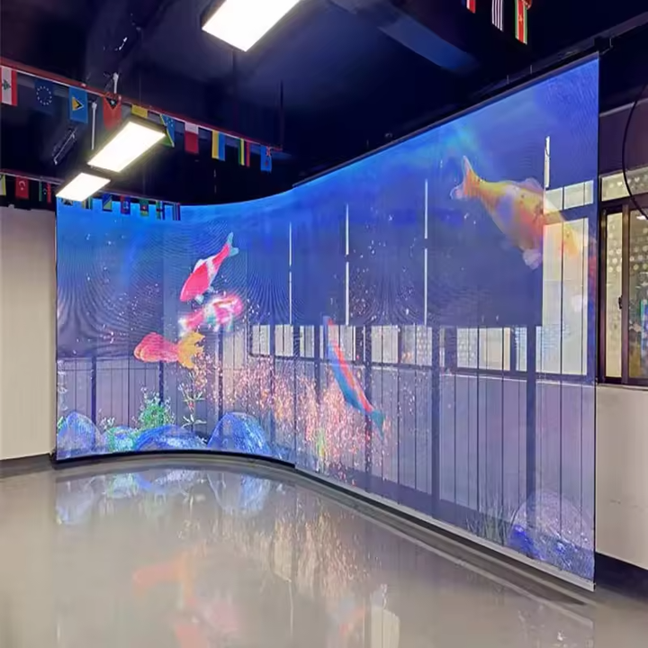 Outdoor Indoor Glass Transparent Micro LED Display Rolling Led Screen ...