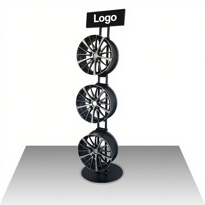 Car Showroom Floor Metal Tire Display Stand Car Tyre Rack Metal Hook ...