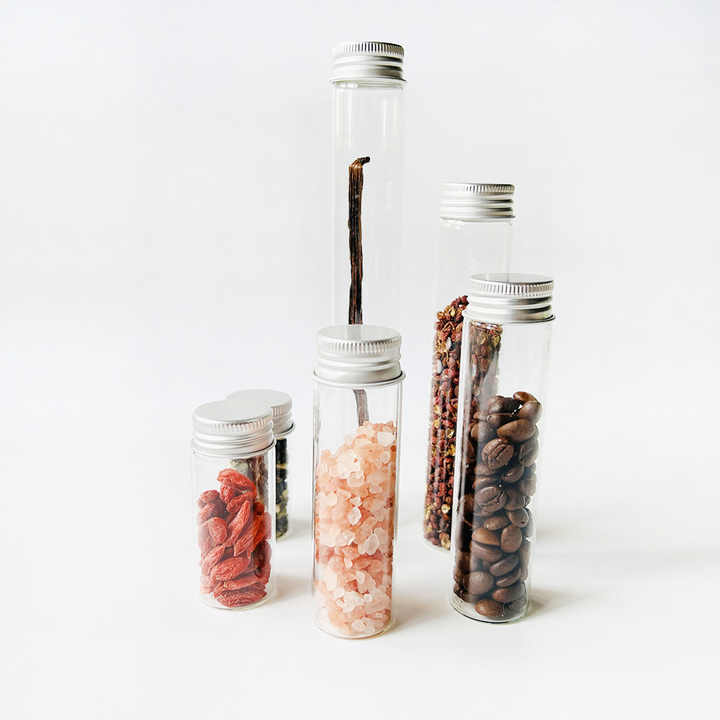 Flat Bottom Glass test Tube Candy Vanilla Bean Tube Food Storage Glass ...