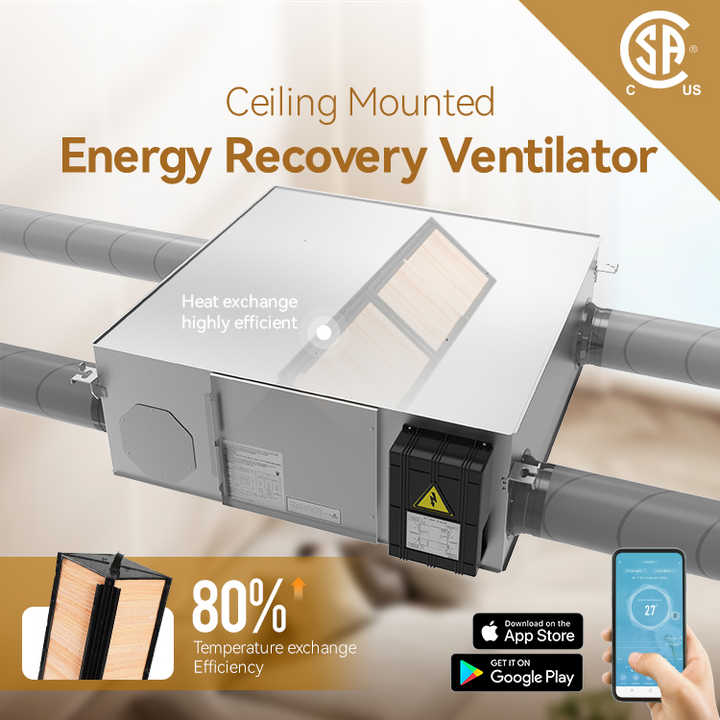 ERV System with High Efficiency Heat Recovery WiFi Control Ceiling ...