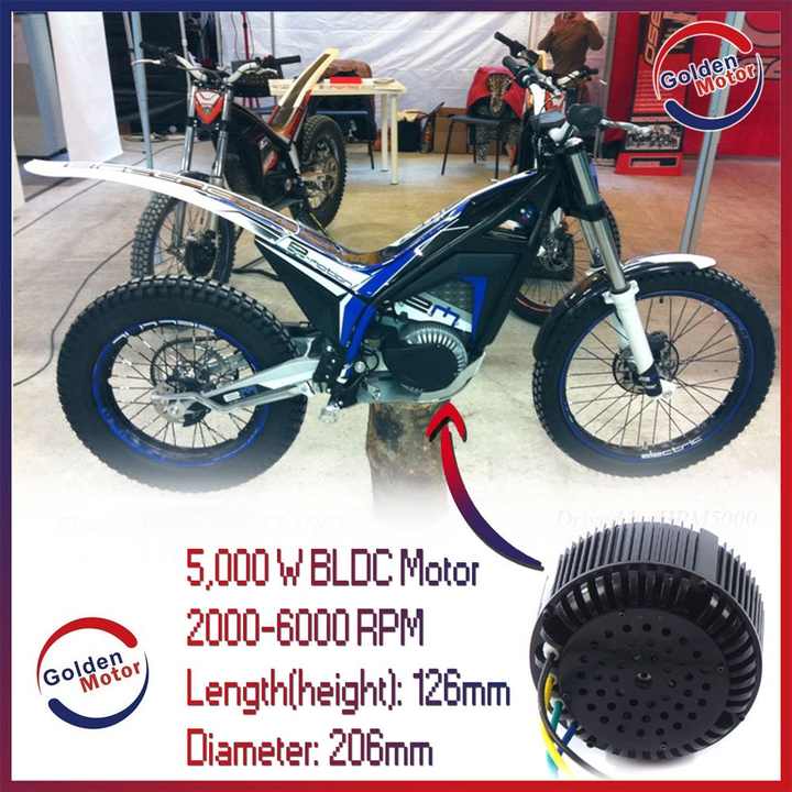 48V 72V 5KW BLDC PMSM Electric Motorcycle Motor Kit from Golden Motor