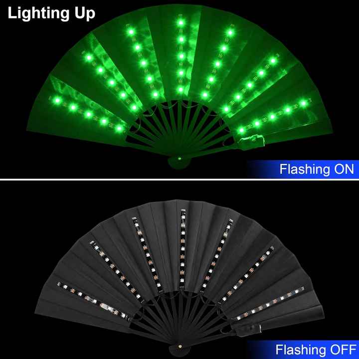Black 13ins LED Folding Fan with Remote Control Led Folding Hand Fan ...