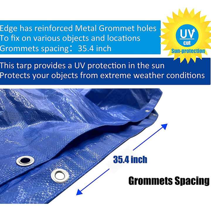 Blue Tarp Waterproof PE Tarpaulin 12x14 Feet - All Purpose