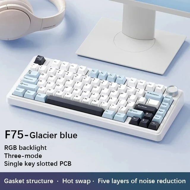 AULA F75 RGB LED Gaming Keyboard - Custom PBT Mechanical Switch