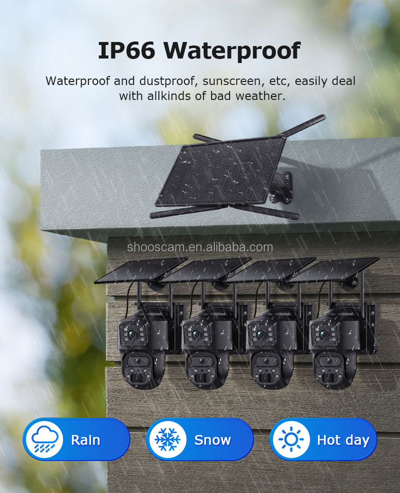 4G Solar Router with 4Ch PTZ Wifi Kits Dual Lens 3K CCTV IP Camera ...