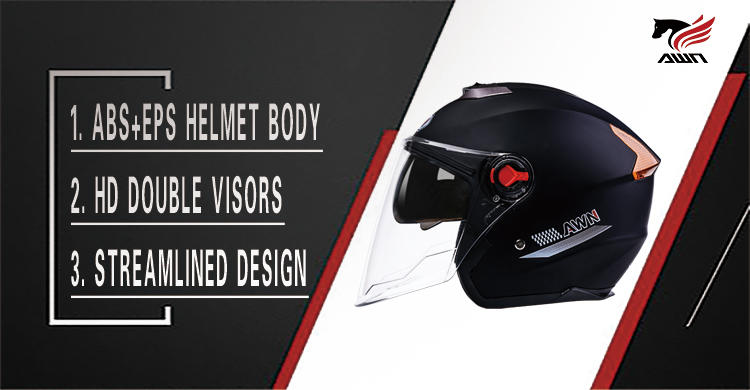 Dual Lens ABS 3/4 Half Face Motorcycle Helmet Motocross Helmet ...