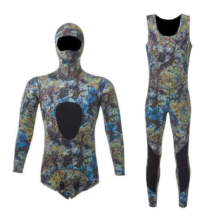 Men 3mm Open Cell Spearfishing Wetsuit Neoprene Hoodie Jacket Pants ...