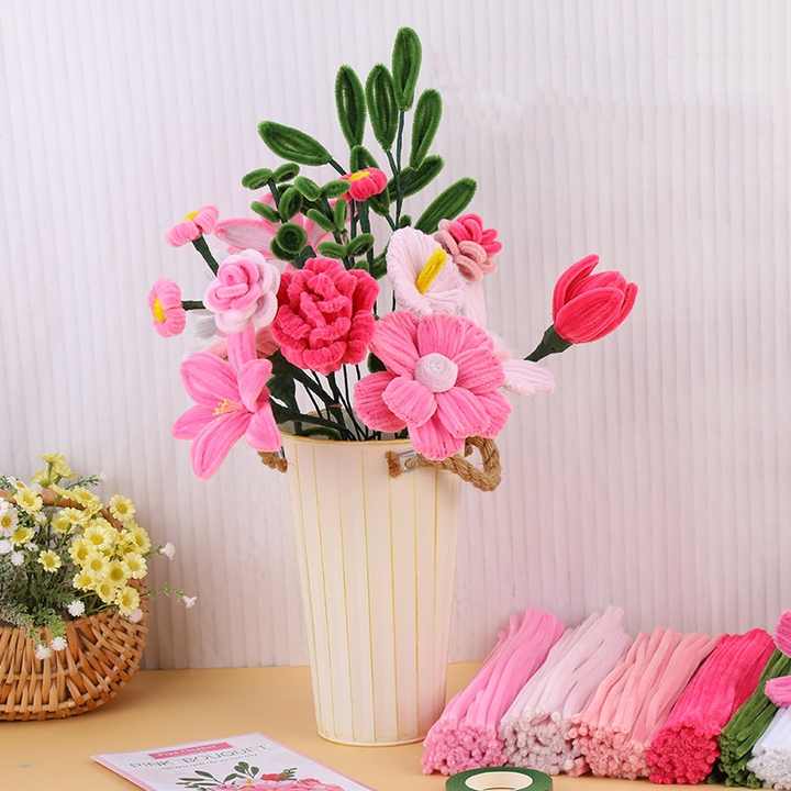 Handmade Pipe Cleaner Craft Kit DIY Pipe Cleaner Flower Bouquet ...