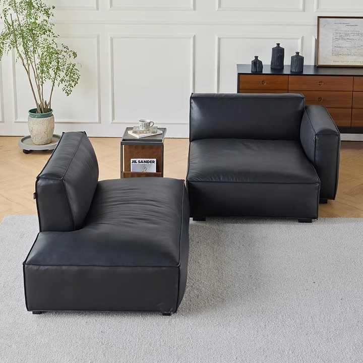 Italian Retro Tofu Block Luxury Sofa Simple Home Leather Small ...