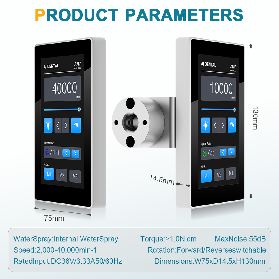 AM7-B AI DENTAL Laboratory Brushless Micromotor Touchscreen Display ...