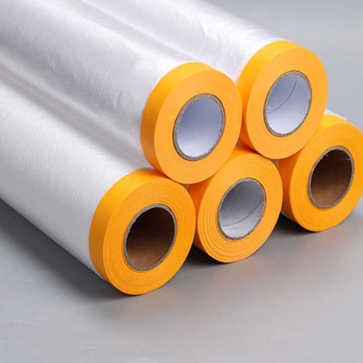 20m Pre-Taped Clear Plastic Masking Film Roll PE Stretch for Automotive ...