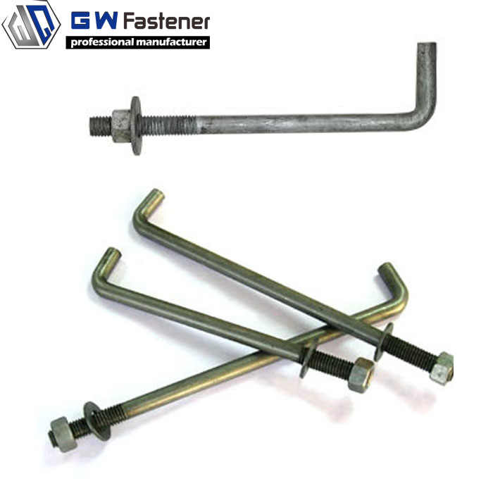 Heavy Duty Light Pole Hot Dipped Galvanized L Bent Anchor Bolt