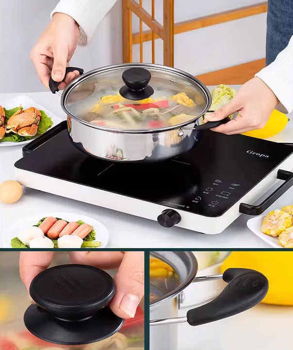 Black 10-Piece Stainless Steel Cookware Set for Multi-Function Cooking