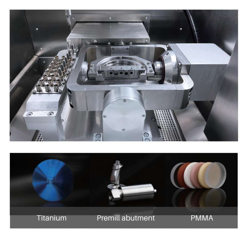 XTCERA X-MILL 630 wet for titanium premill abutment PMMA 5axis milling ...
