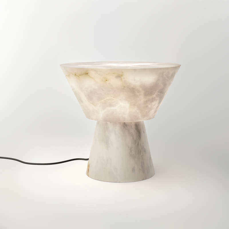 French Light Luxury Natural Marble Modern Simple LED Table Lamp Soft ...