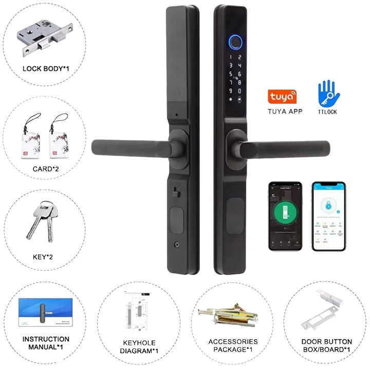 Tuya/TTLock Sliding Door Slim Smart Lock Fingerprint Waterproof Wifi ...