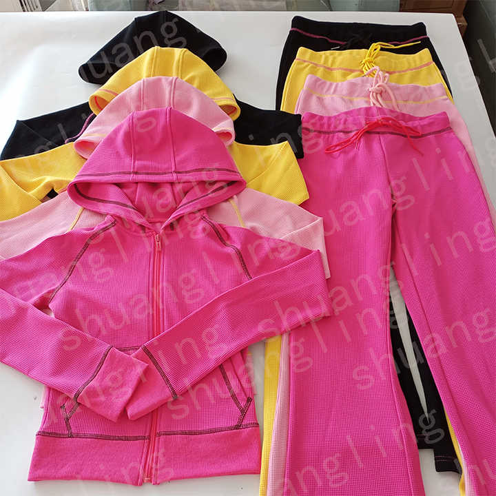 High Quality Waffle Knit Tracksuits Women Sets Outfits Jogger 2 Pieces ...