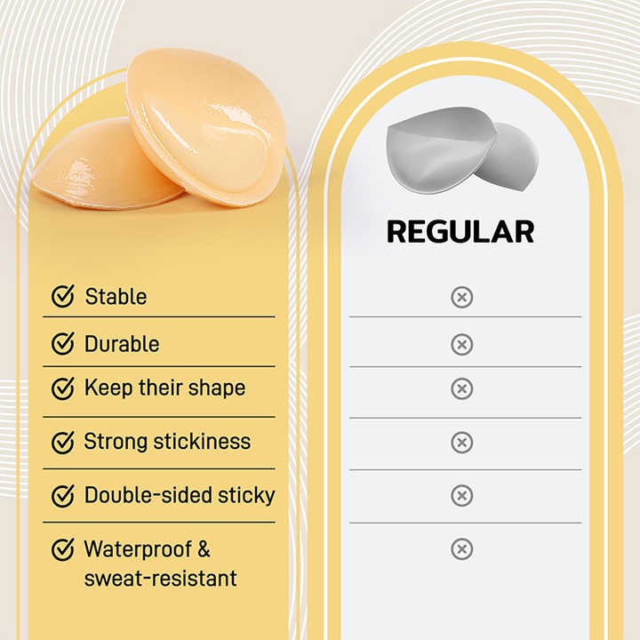 Comfortable Double Adhesive Push Up Bra Pads Inserts - One Size Fit, OEM