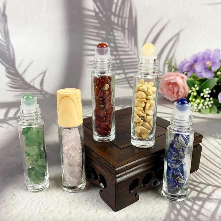 Natural Crystal Stone Gravel Stone Essential Oil Bottle Energy Healing ...