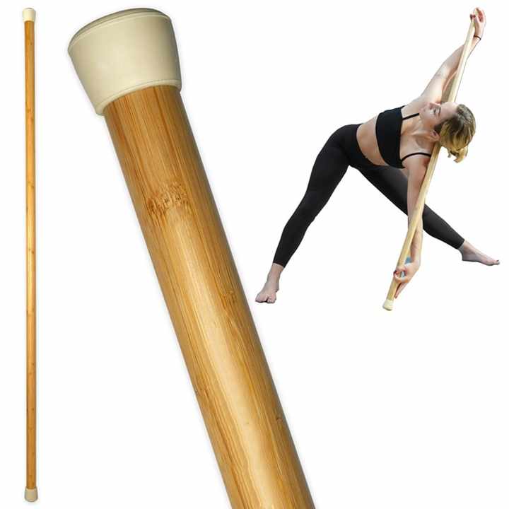 Stretching Stick 5ft Multi-functional Bamboo Yoga Equipment Practice ...