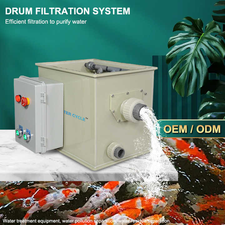 Water Cycle T5 Rotary Drum Filter For Koi Pond 5t/h Drum Filtration ...