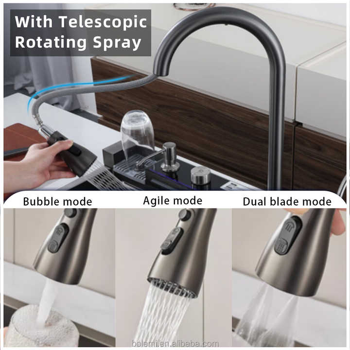 OEM Luxury Kitchen Sink Led Digital Display Waterfall Multifunctional ...